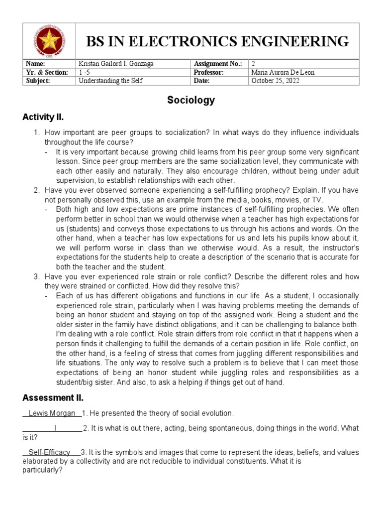 Sociology Assignment | PDF | Socialization | Teachers