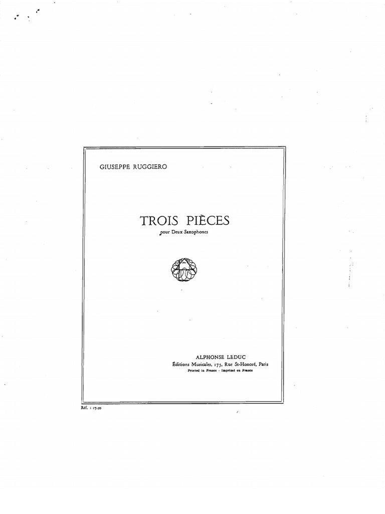 Trois Pièces (Giuseppe Ruggiero) Dúo Saxofones | PDF