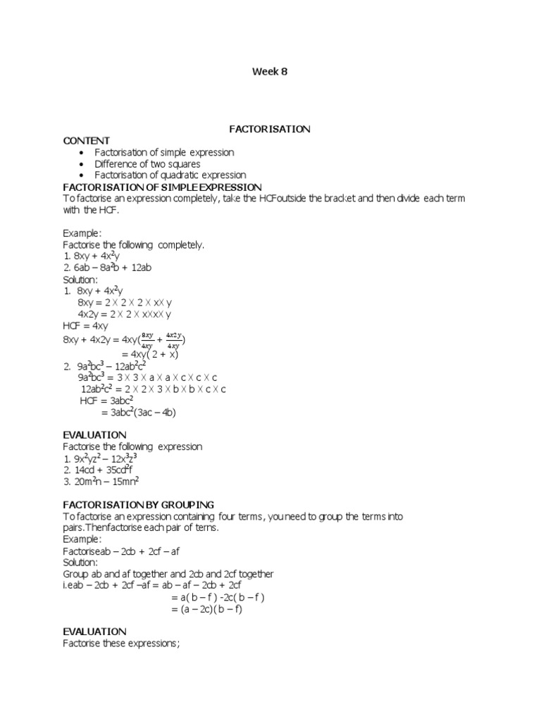 MATHEMATICS | PDF | Factorization | Equations