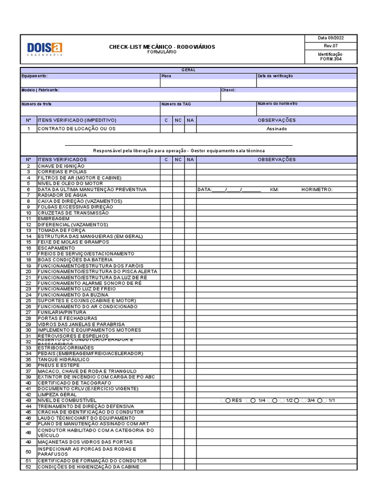 Form.304 - CL Mecanico Linha Branca (Rev.07) | PDF | Indústria ...