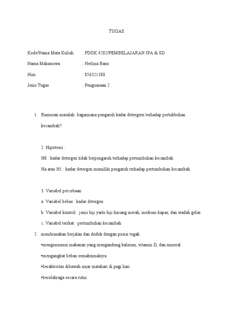 Tugas Ipa Tiga PG | PDF | Karier & Perkembangan | Kesehatan Holistik