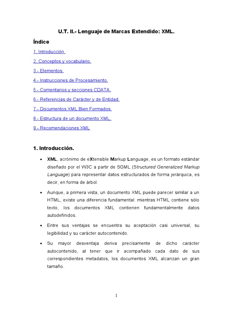 U.T. II. - Lenguaje de Marcas Extendido. XML | PDF | Xml | Lenguaje de ...