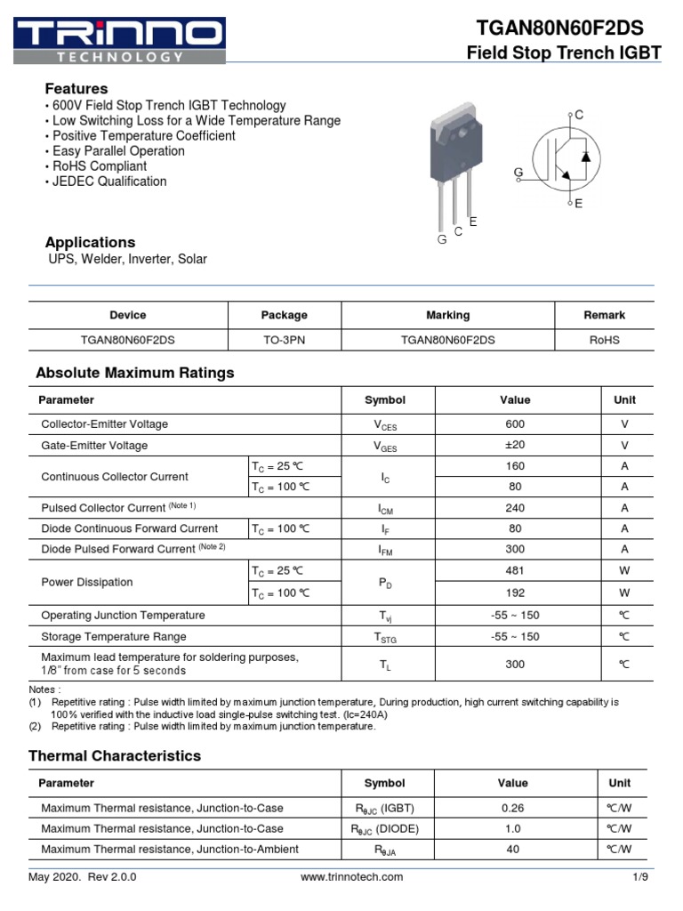 TGAN80N60F2DS | PDF | Diode | Manufactured Goods