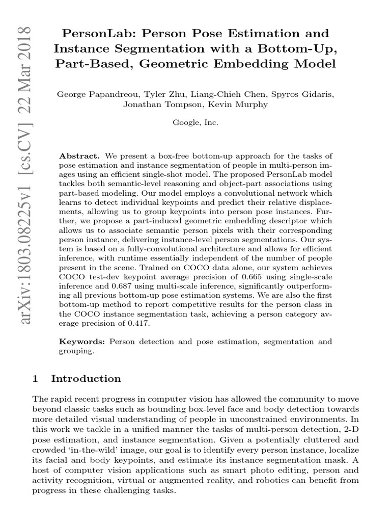 Posenet Paper | PDF | Image Segmentation | Computing
