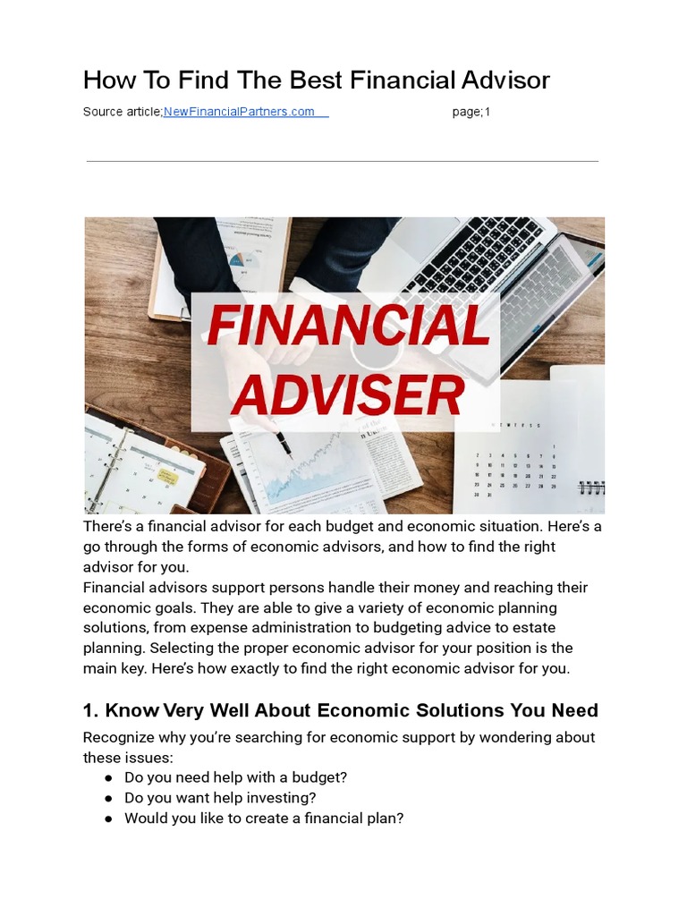 How To Find The Best Financial Advisor | PDF | Financial Adviser ...