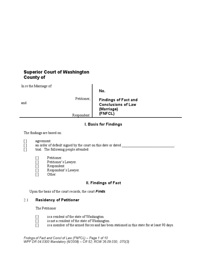 Findings of Fact and Conclusions of Law | PDF | Child Custody | Child ...