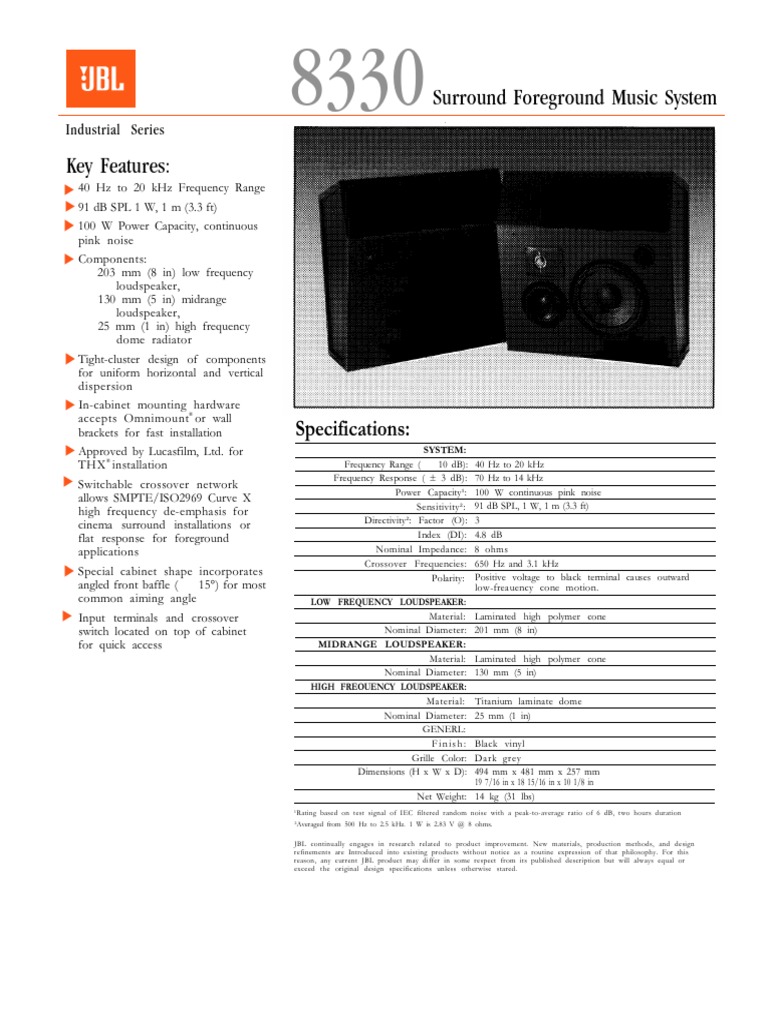 8330 Manual | PDF | Loudspeaker | Audio Electronics