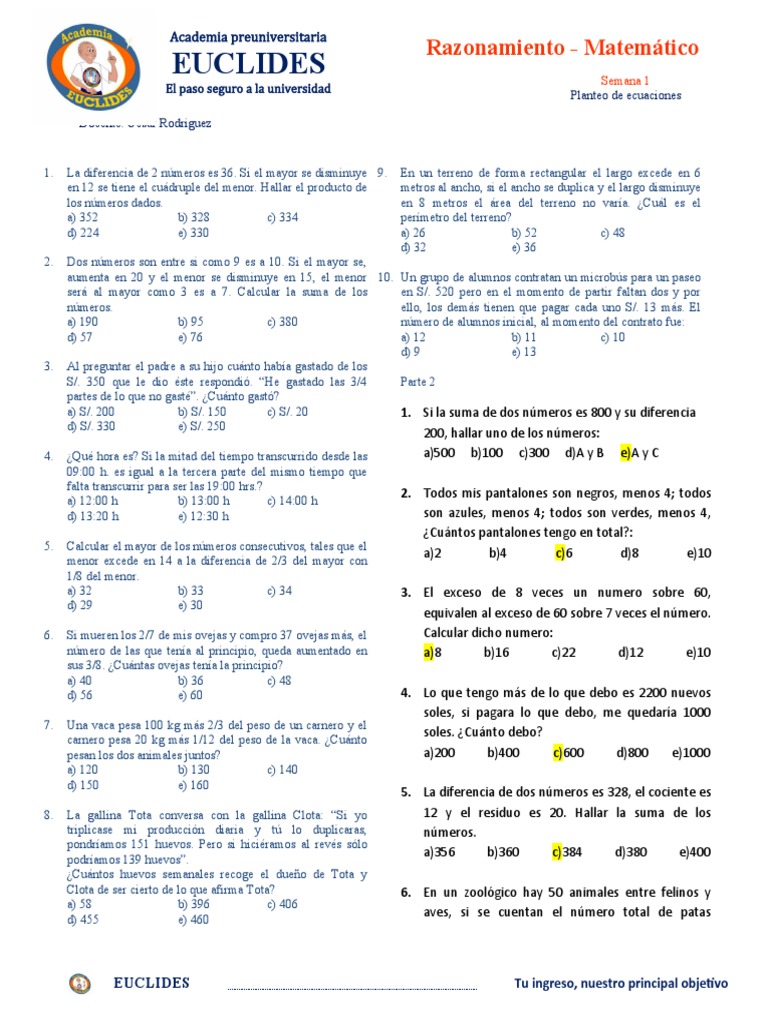 Planteo de Ecuaciones | PDF