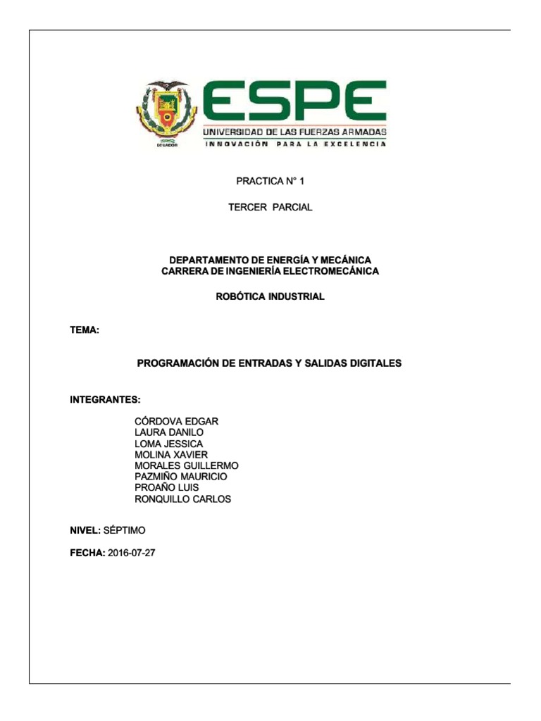 Programación de Entradas y Salidas Digitales | PDF | Ciencias de la ...