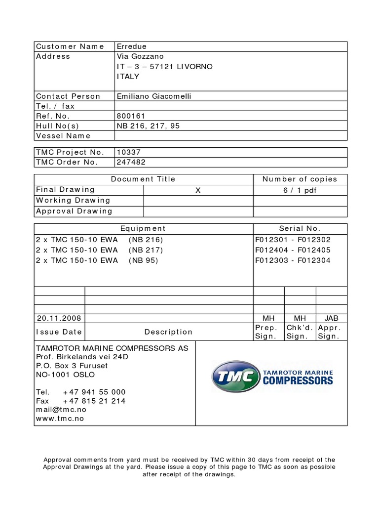 N2 Aiir Compressor TAMROTOR TMC 150 EWA | PDF | Valve | Equipment