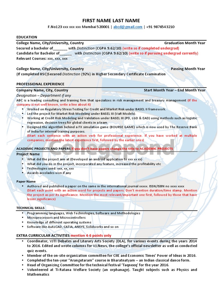 Resume Template 02 | PDF | Basel Iii