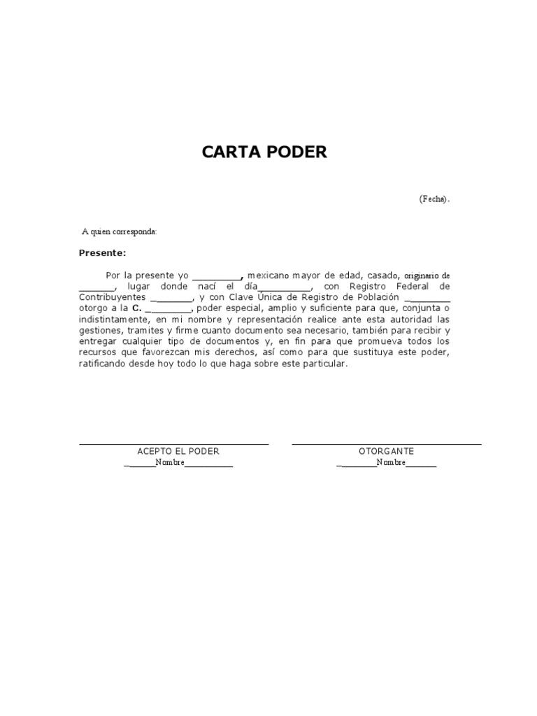 Carta Poder Plantilla | PDF