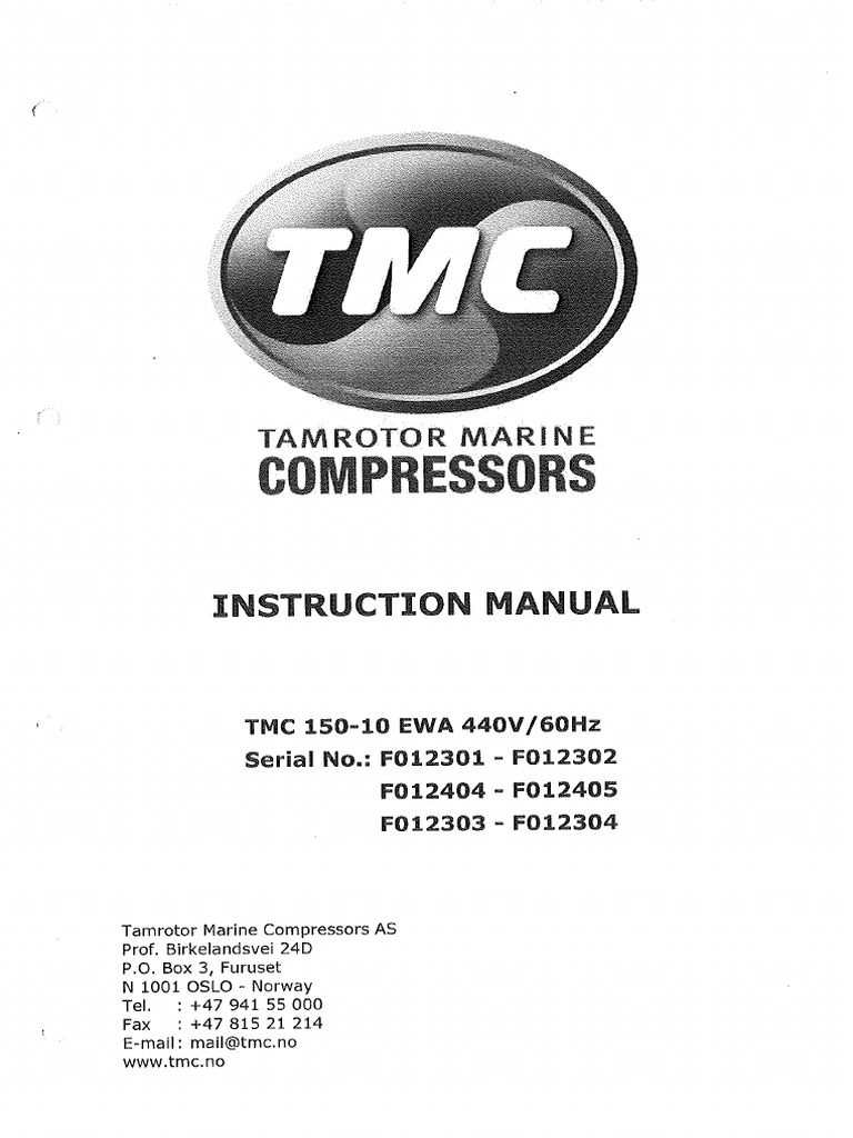 NB 95 - 8) N2 Compressor Manual TMC 150 | PDF