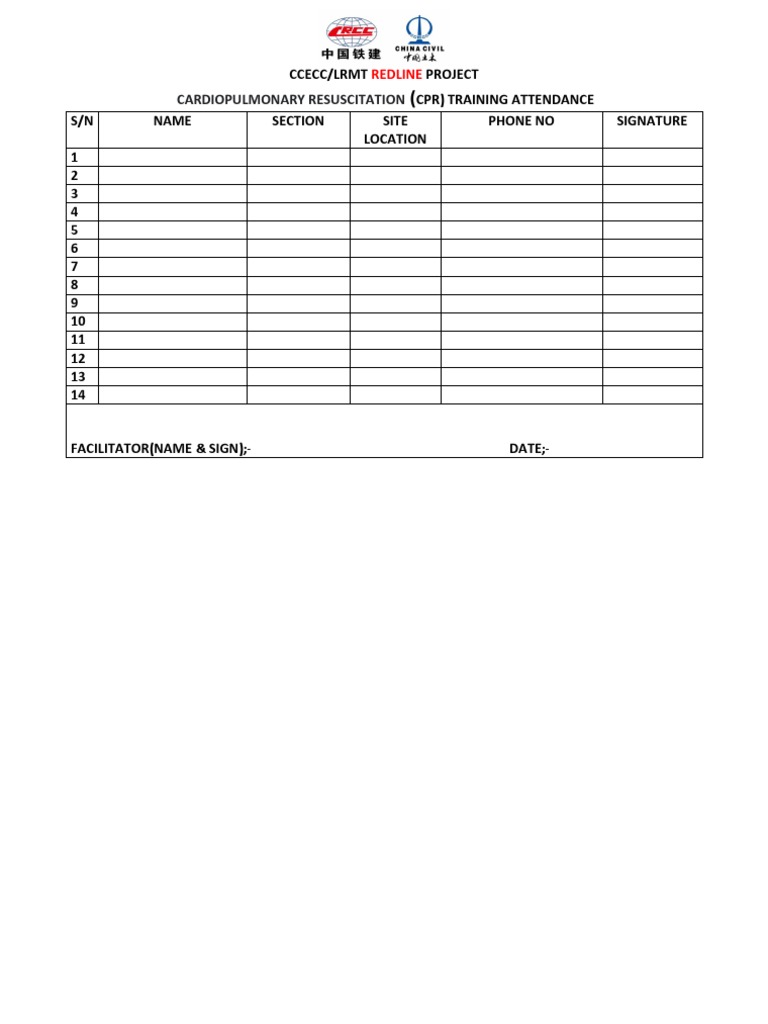 Ccecc CPR Attendance Form | PDF