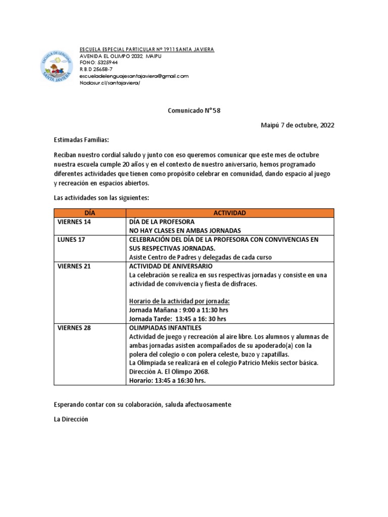 Comunicado #58 | PDF