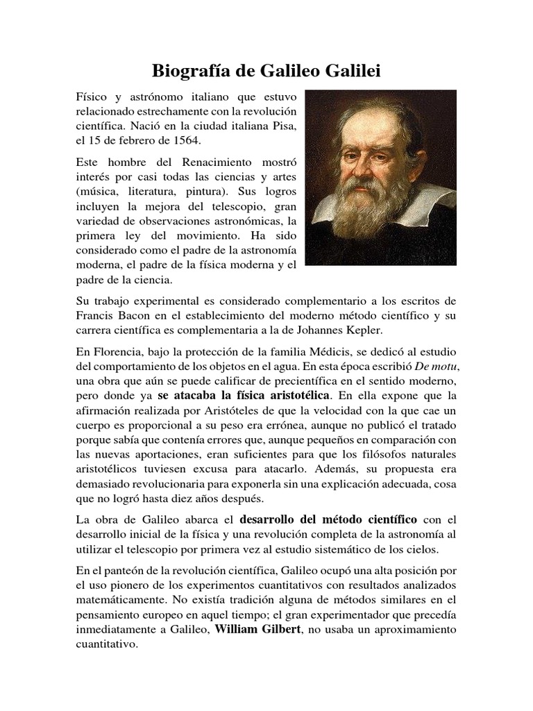 Biografía de Galileo Galilei | PDF | Galileo Galilei | Física