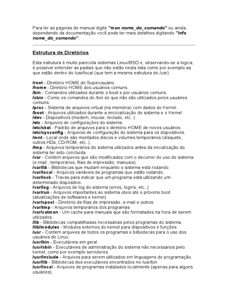 Guia completo de comandos e utilitários do sistema Linux | PDF | Shell ...