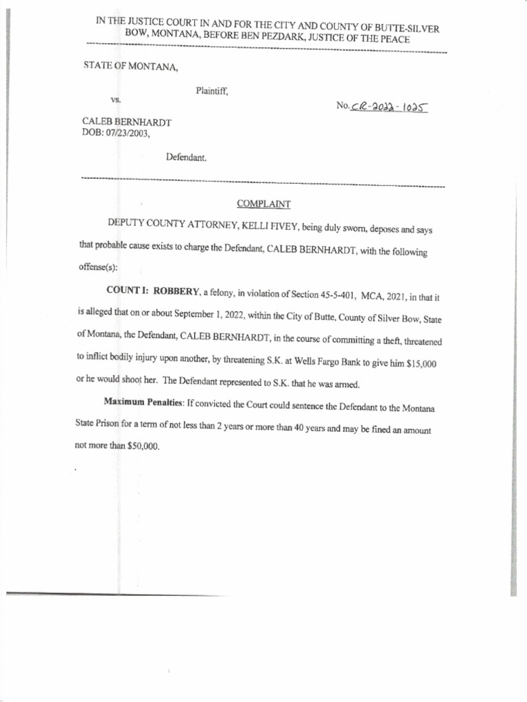Butte Back Robbery Complaints 10-28-22 | PDF