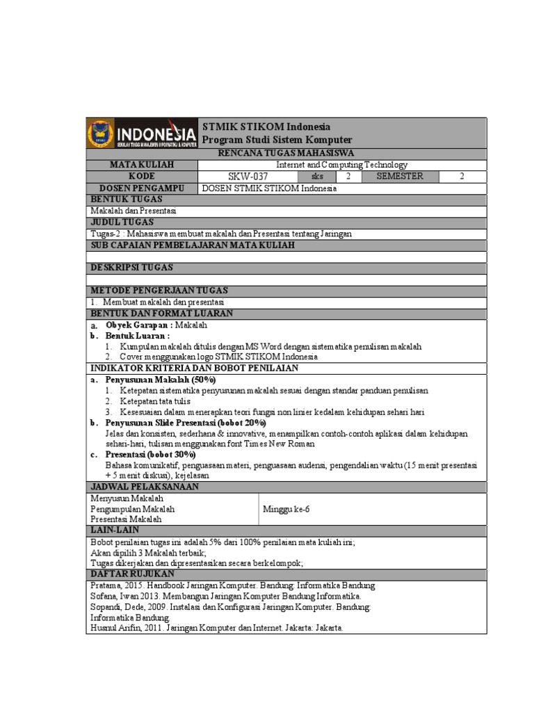 Judul Tugas Mahasiswa di Mata Kuliah Internet and Computing Technology ...