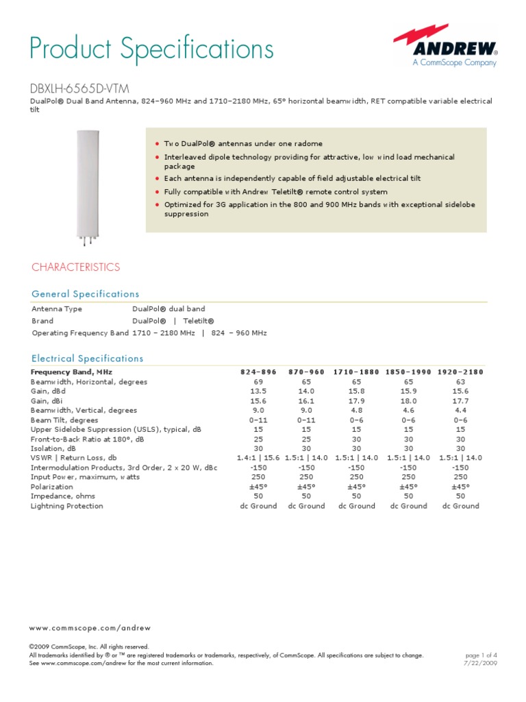 DBXLH 6565D VTM | PDF | Antenna (Radio) | Telecommunications