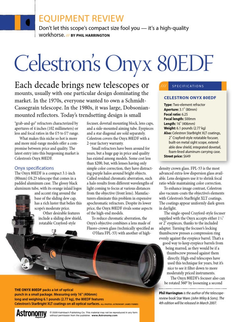 0107_celestron_onyx_80edf | PDF | Optics | Astronomy