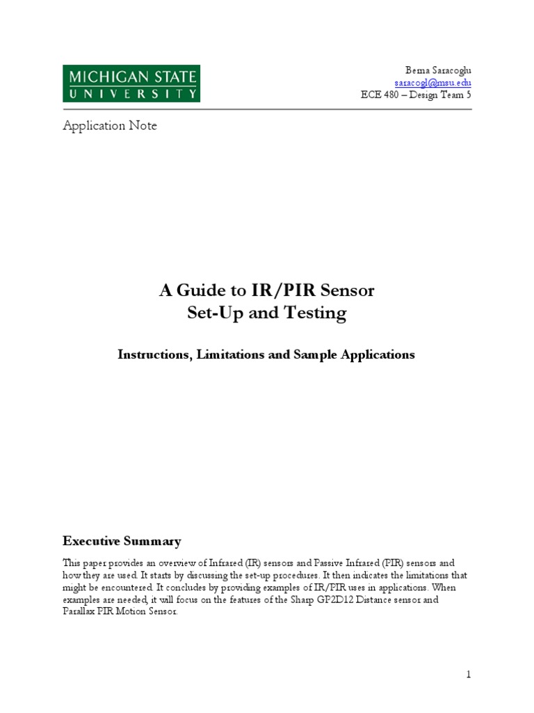 IR/PIR Sensor Setup Guide | PDF | Infrared | Sensor
