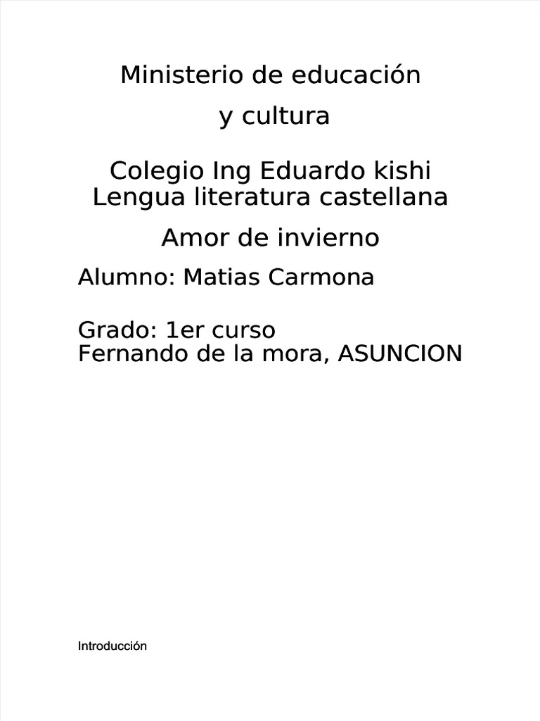 Análisis de "Amor de Invierno" | PDF