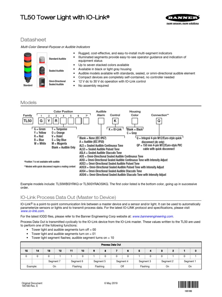 TL50 Tower Light With IO-Link: Datasheet | PDF | Legal Liability ...
