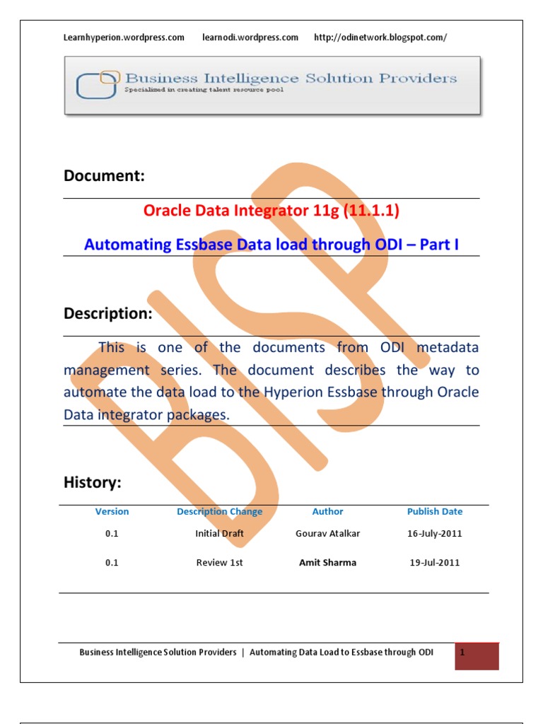 Automating Essbase Data Load Through ODI - Part I | PDF | Oracle Database | Application ...