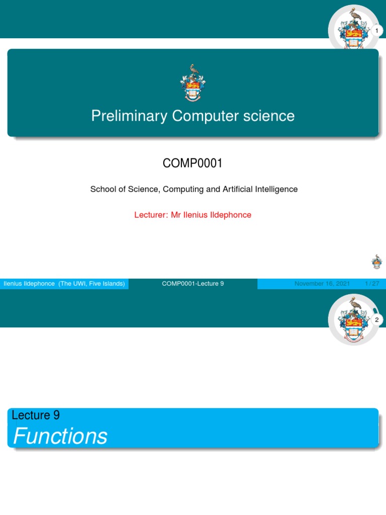 Functions In Computer Science Lecture Pdf Parameter Computer Programming Scope Computer