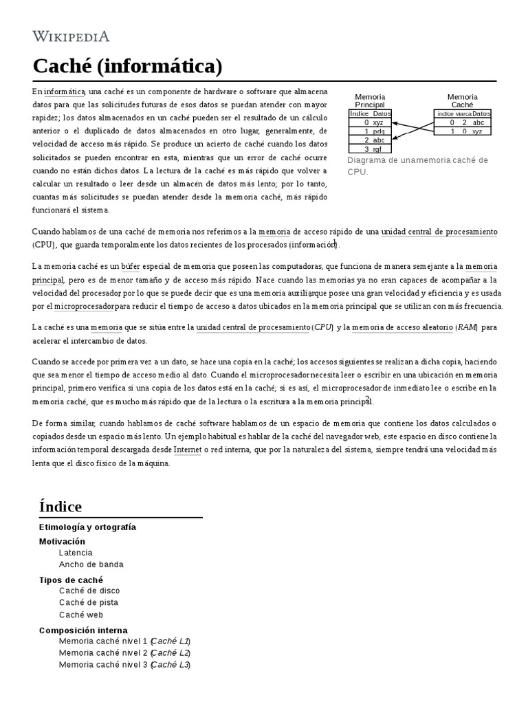 Caché (Informática) | PDF | Caché (Computación) | Datos