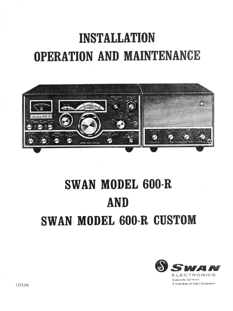Swan 600-R User | PDF