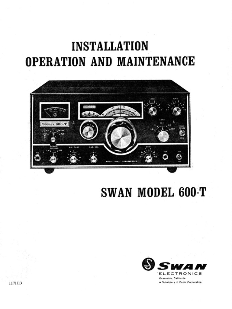 Swan 600-T User | PDF