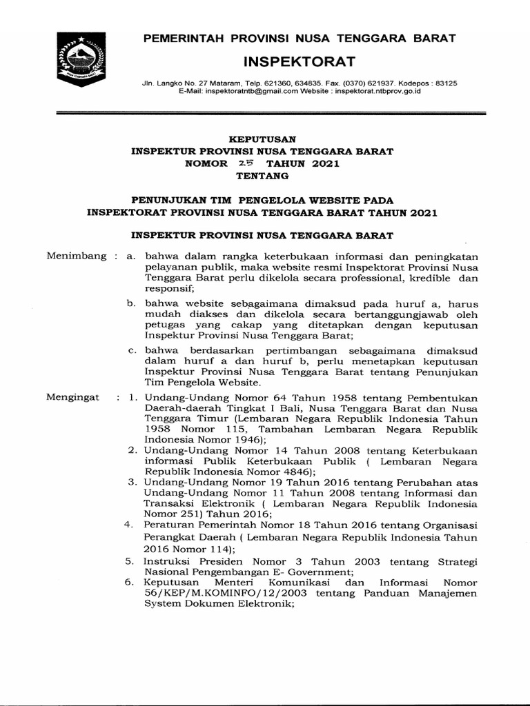 SK Pengelola Web 2021 | PDF