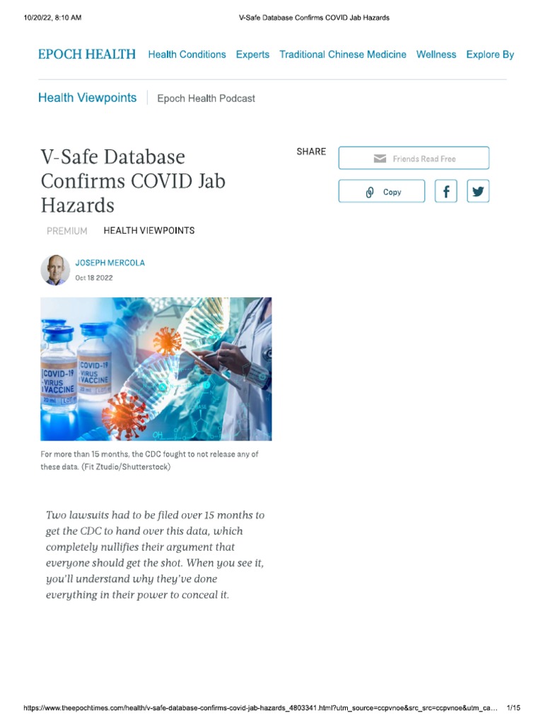 V-Safe Database Confirms Covid Jab Hazards | PDF