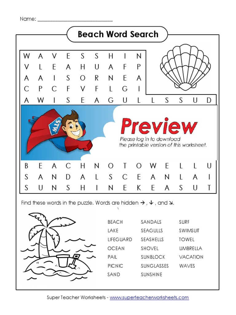 Beach Word Search Puzzle | PDF | Water Sports | Boardsports