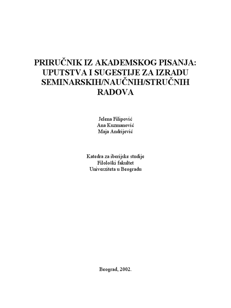 Prirucnik Iz Akademskog Pisanja | PDF