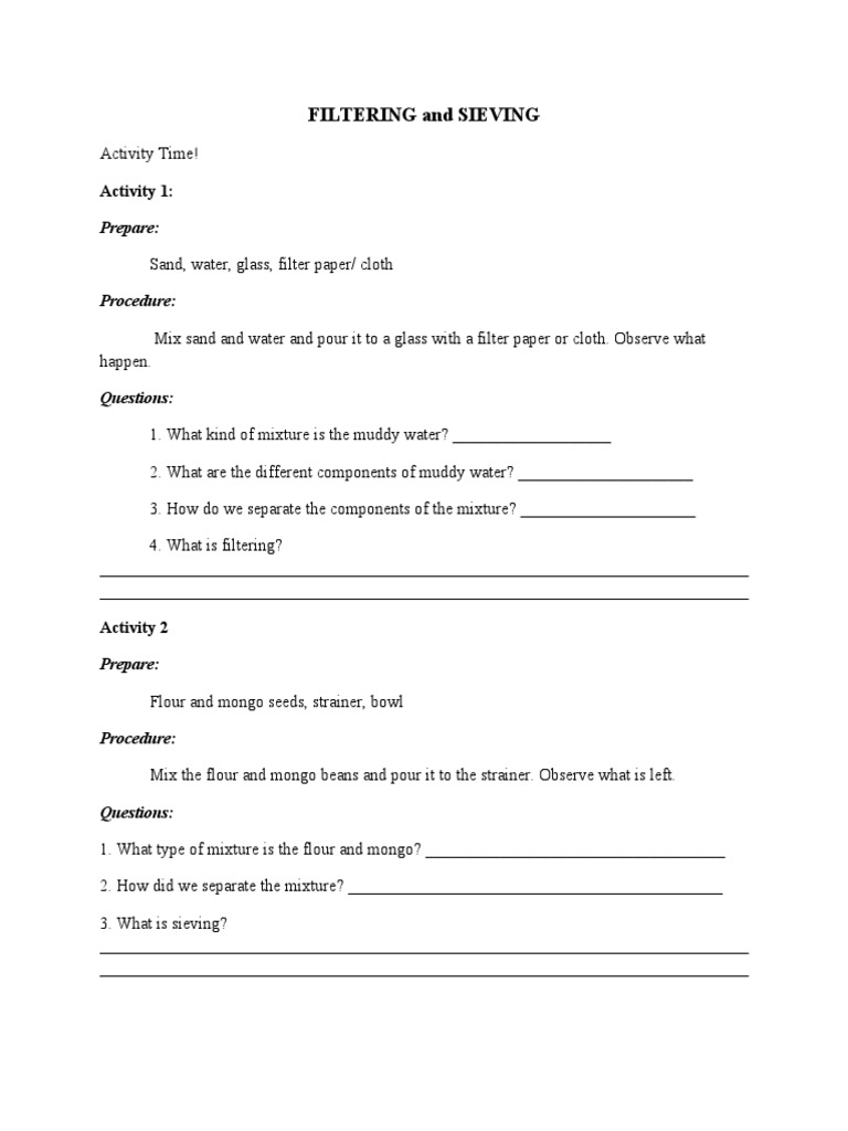 FILTERING and SIEVING | PDF