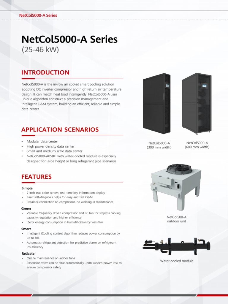NetCol5000-A In-Row Air Cooled Cooling Product Datasheet | PDF | Data ...