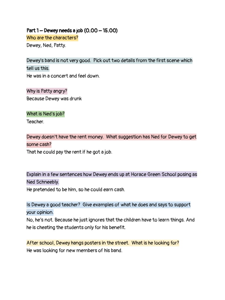 Sara Sofia Martinez Borrego - School of Rock Questions - Part 1 | PDF ...