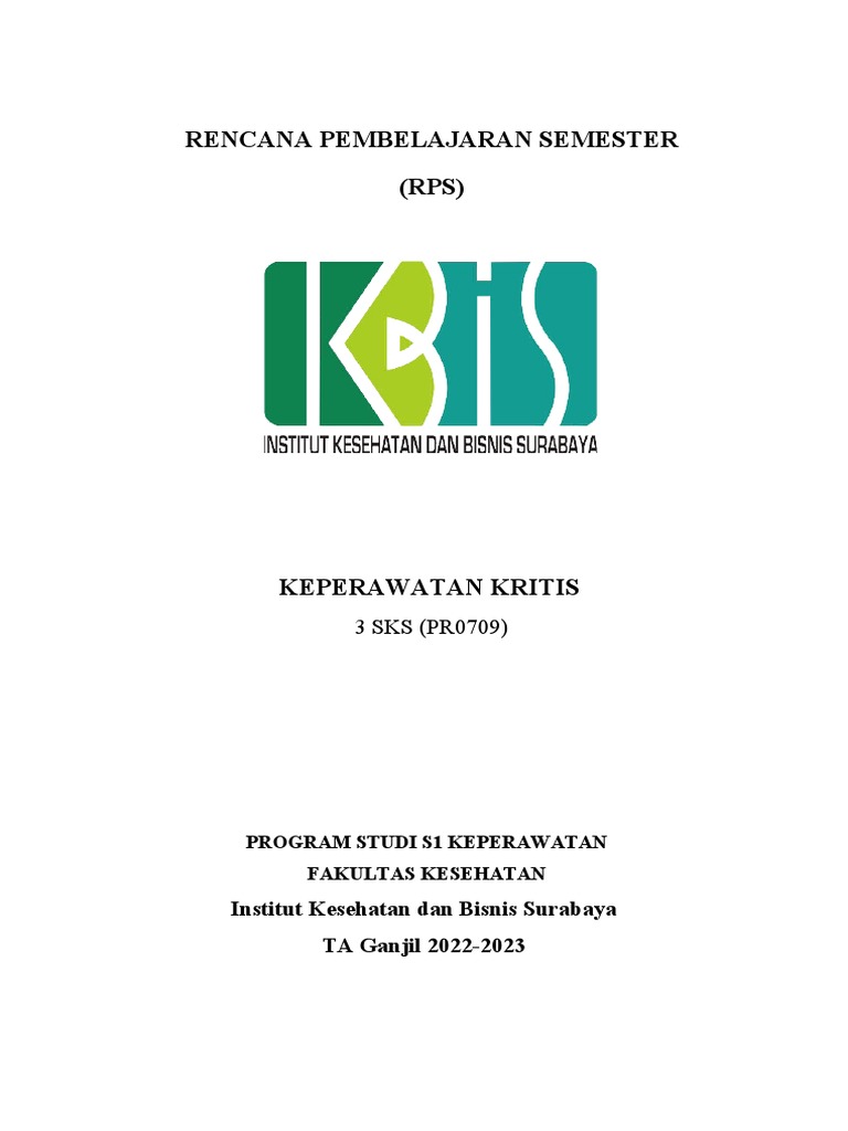RPS Keperawatan Kritis 2022-2023 | PDF