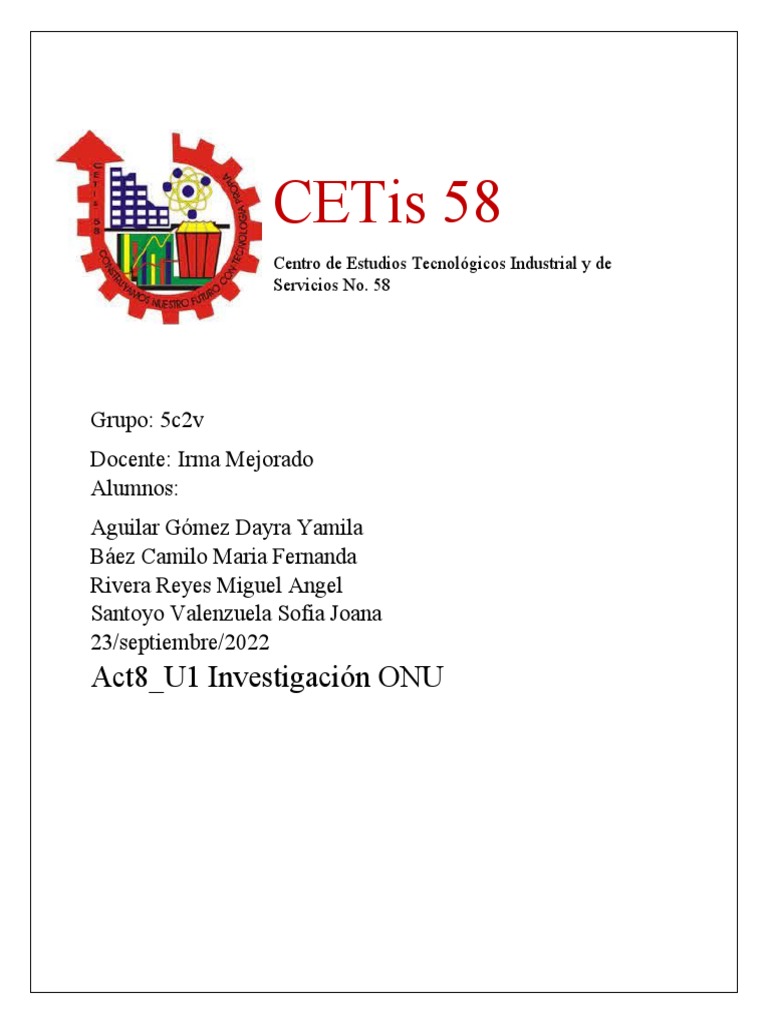 Cetis 58: Act8 - U1 Investigación Onu | PDF | Agua | Economias