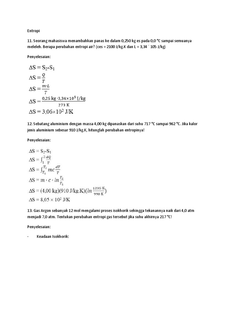Contoh Soal Entropi | PDF