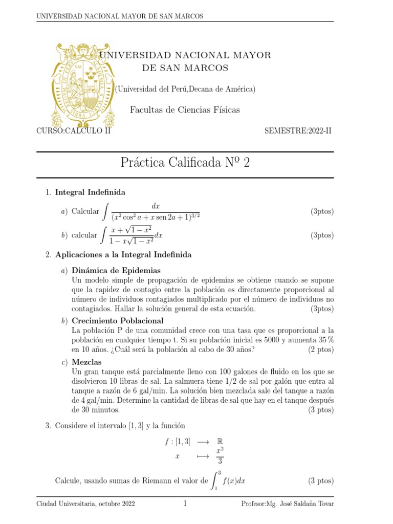 PC2 de Calculo | PDF | Integral | Conceptos matemáticos