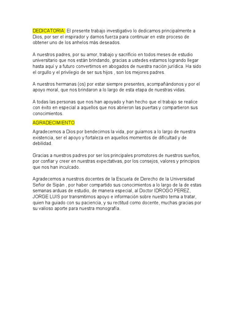 Dedicatoria y Agradecimiento | PDF