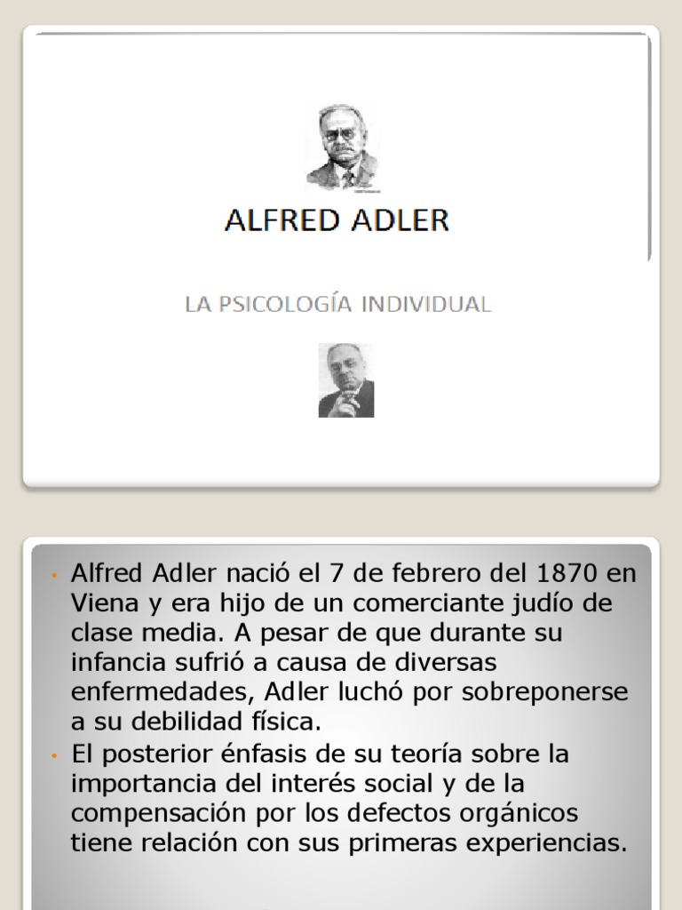 Contribuciones de Alfred Adler a la Psicología | PDF | Amor | Sigmund Freud