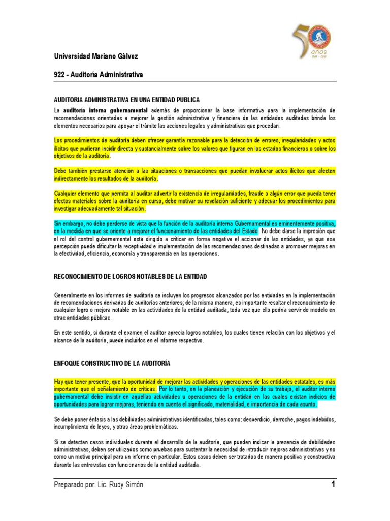 Auditoria Administrativa en Una Entidad Publica | PDF | Auditoría ...