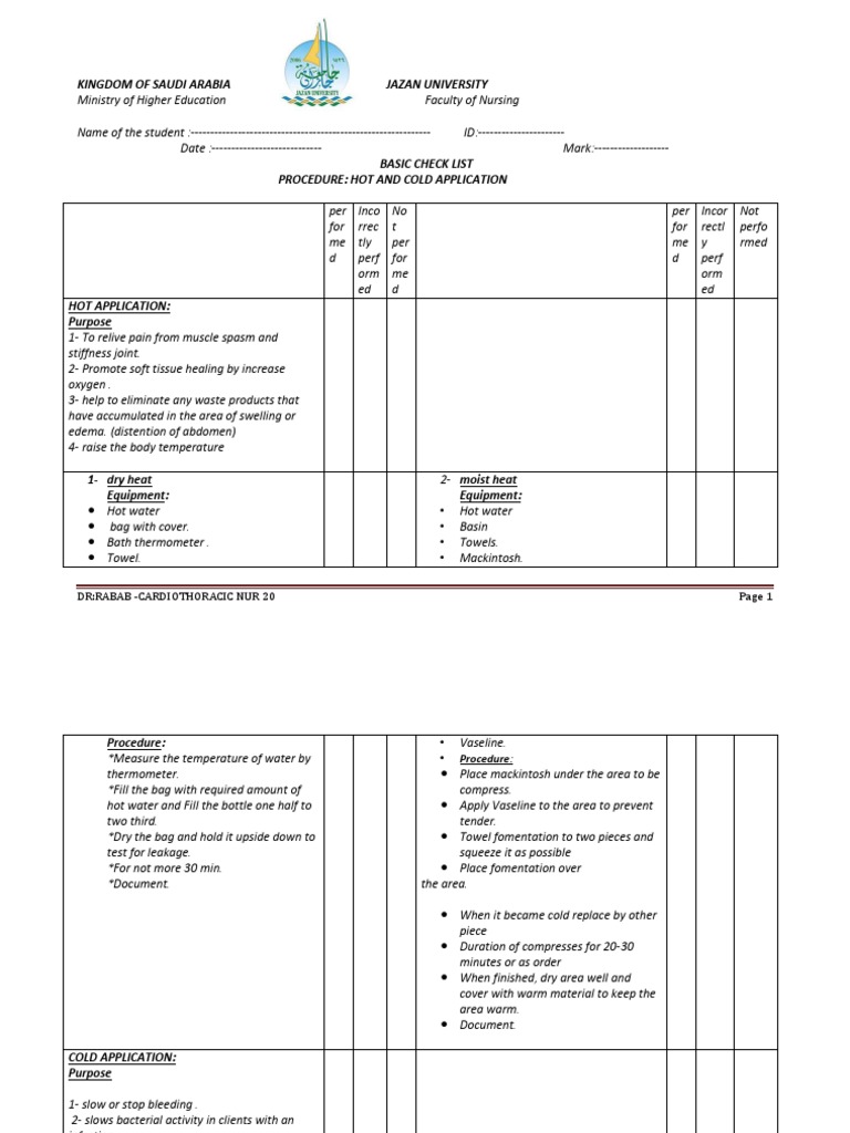 Hot and Cold Application Procedures | PDF | Clinical Medicine | Medical ...