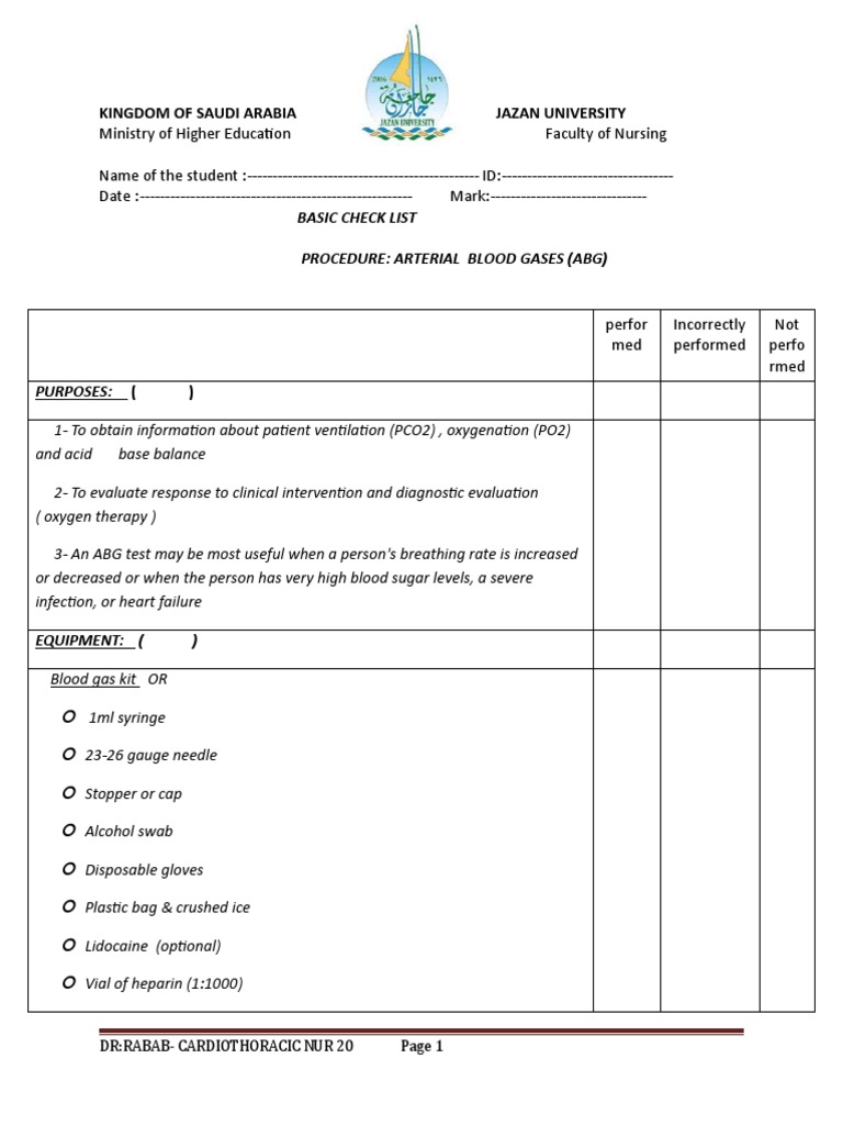 (ABG) Arterial Blood Gases | PDF