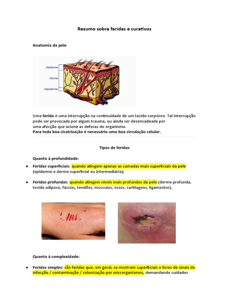 Feridas e Curativos-1 | PDF | Necrose | Pele